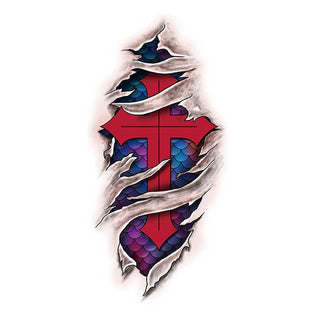 3 pcs Temporary Tattoo, Red Cross, Spider, 3D Shark Body Tattoos Half ...