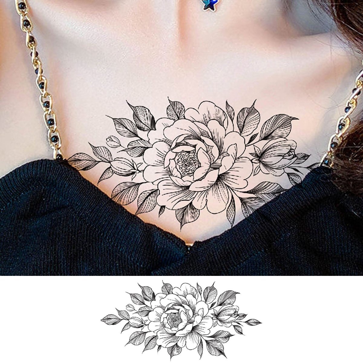 Floral Temporary Tattoos – 5 Waterproof Flower Tattoo Sheets – Shaketea
